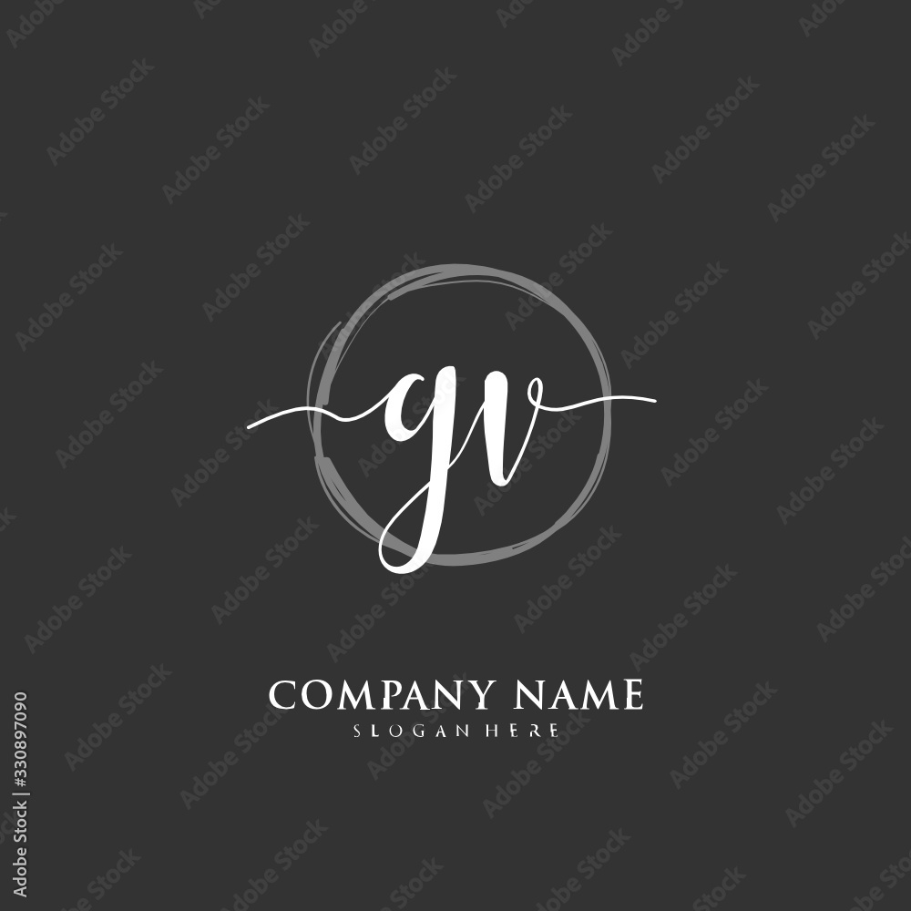 Handwritten initial letter G V GV for identity and logo. Vector logo ...