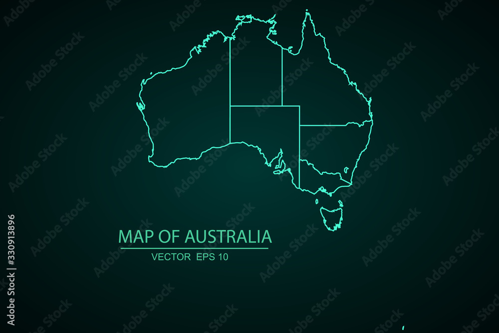 Map of australia. Detailed vector map with counties, regions, province ...