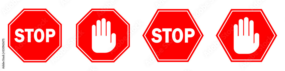 Red STOP sign isolated. Vector Stop hand sign Stock Vector | Adobe Stock