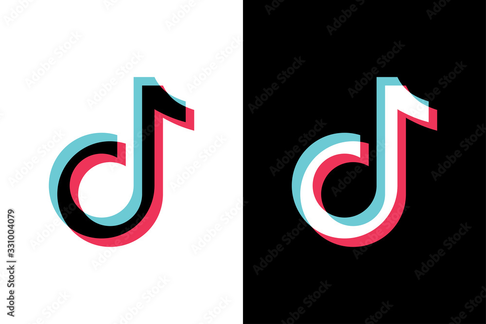Tik Tok vector icons. Tik Tok flat icons, isolated on white and black ...