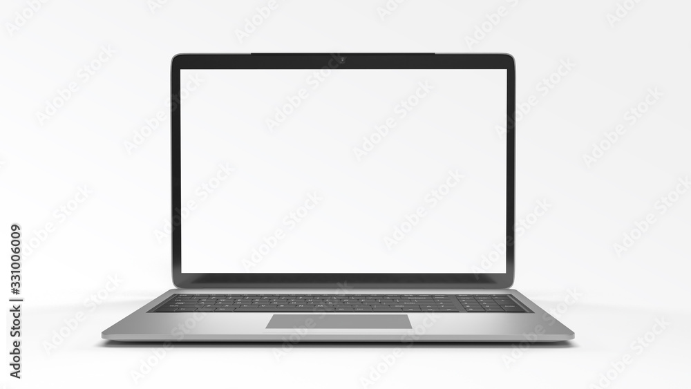 Laptop mockup on white background. Business and online technology ...