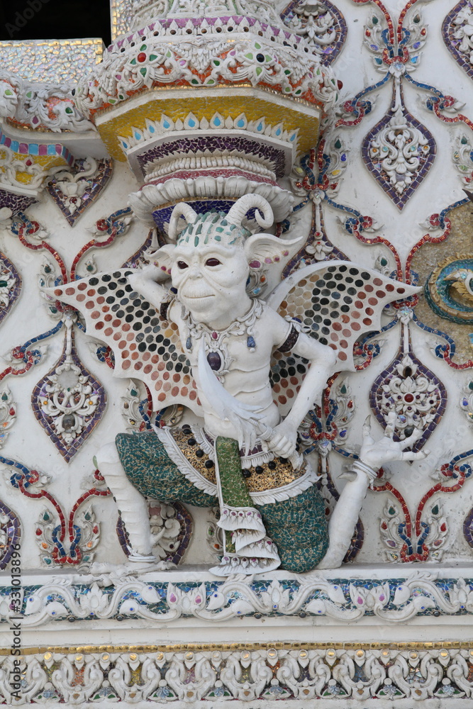 Detail, statue of Wat Pariwat (Beckham's temple) in Bangkok city ...