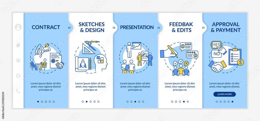 Design project onboarding vector template. Signing contract. Sketches ...