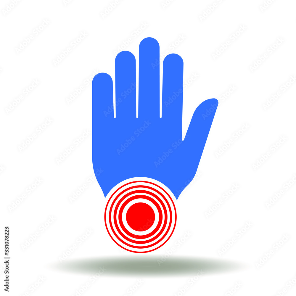 Arthritis Logo. Joint pain medical sign. Hand wrist with circle rings ...