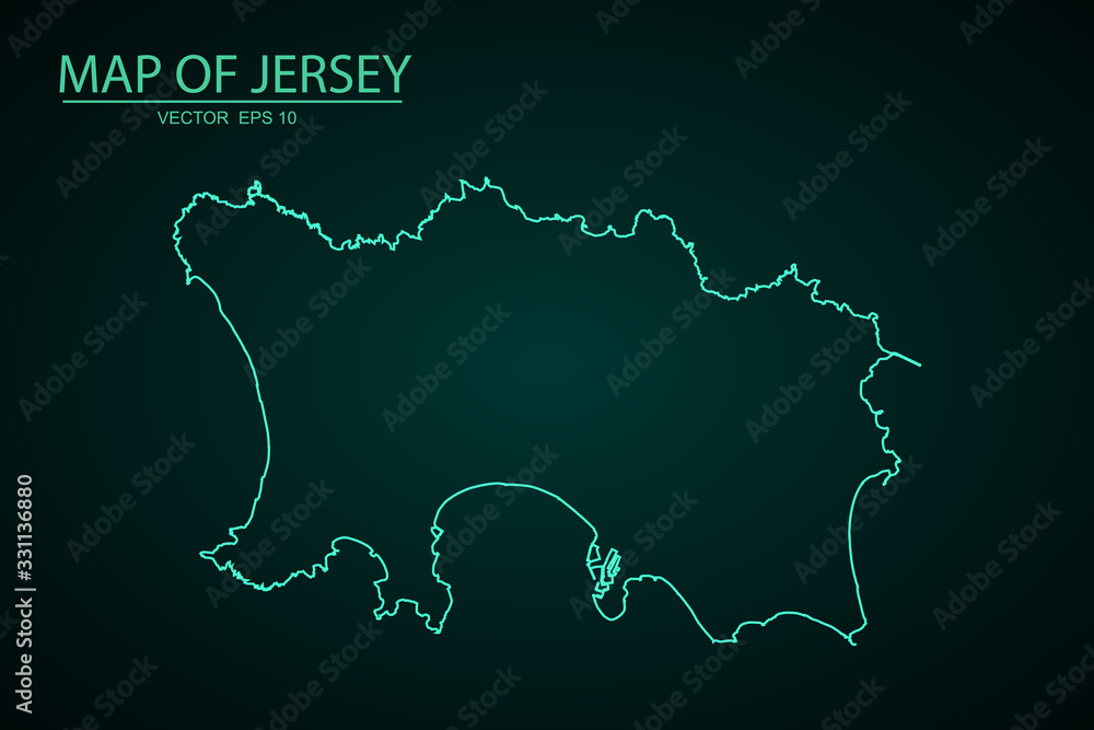 Map of jersey. Detailed vector map with counties, regions, province ...