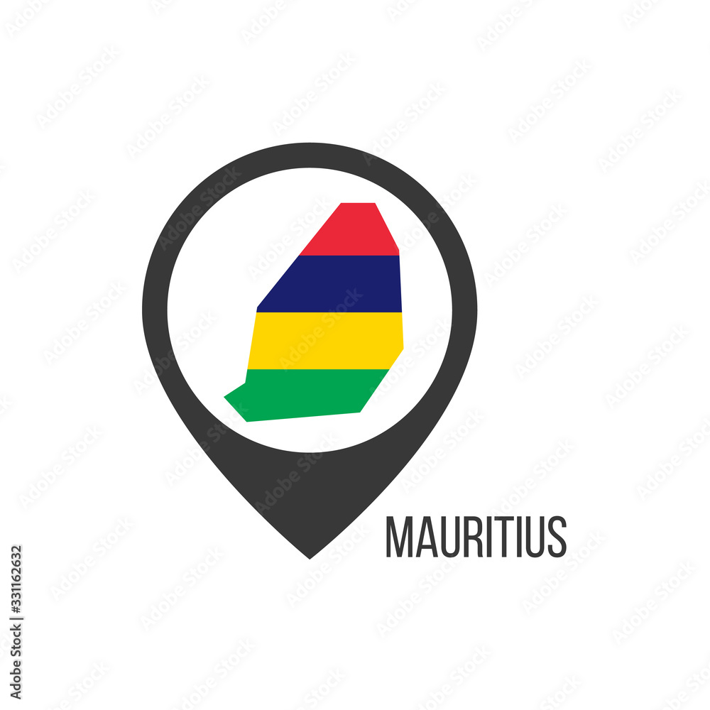 Map pointers with contry Mauritius. Mauritius flag. Stock vector illustration isolated on white ...