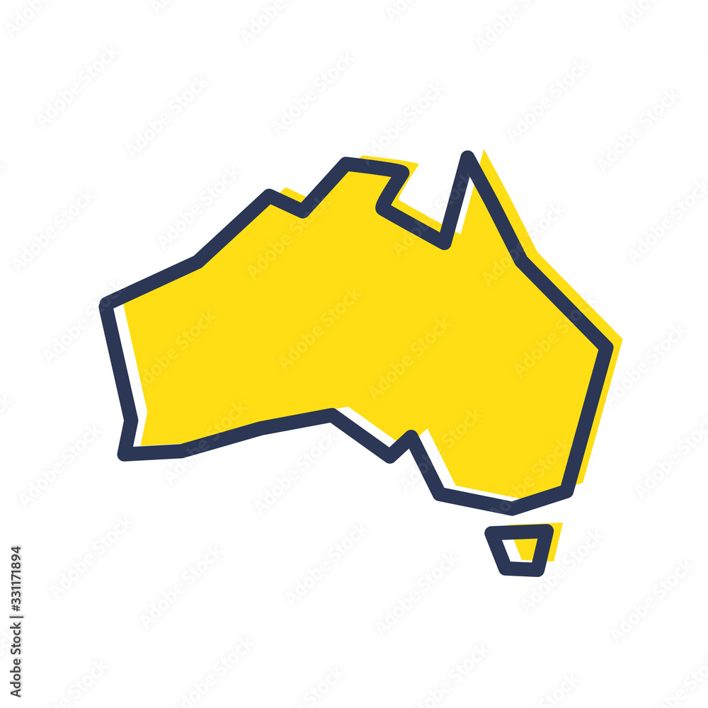 Stylized simple yellow outline map of Australia Stock Vector | Adobe Stock