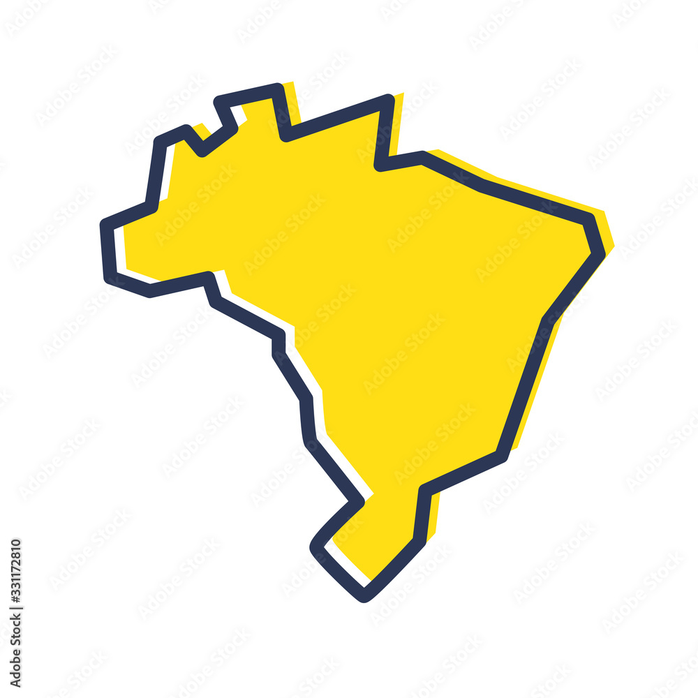 Stylized simple yellow outline map of Brazil Stock Vector | Adobe Stock