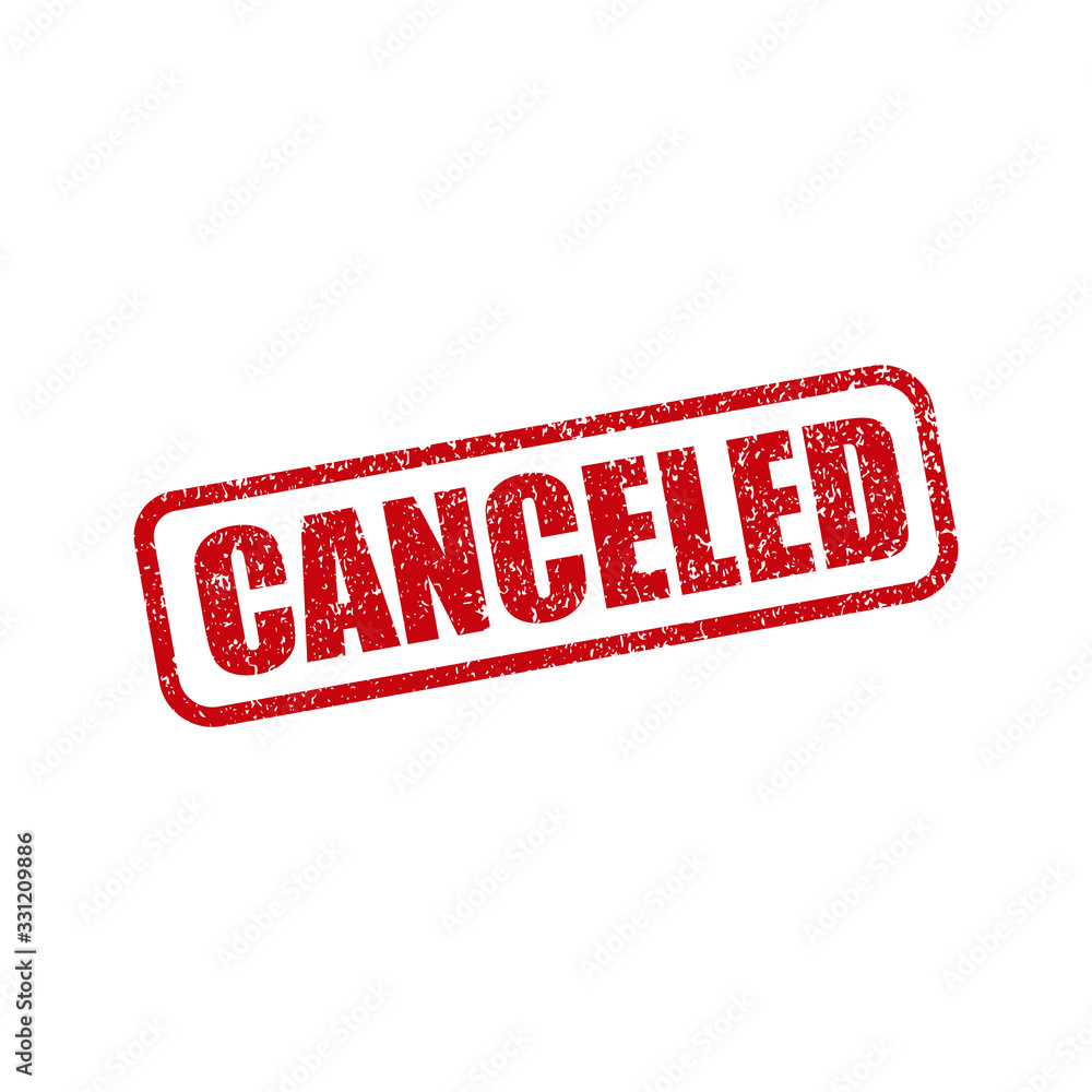 Canceled grunge style rubber stamp icon. Red vintage cancel seal label ...