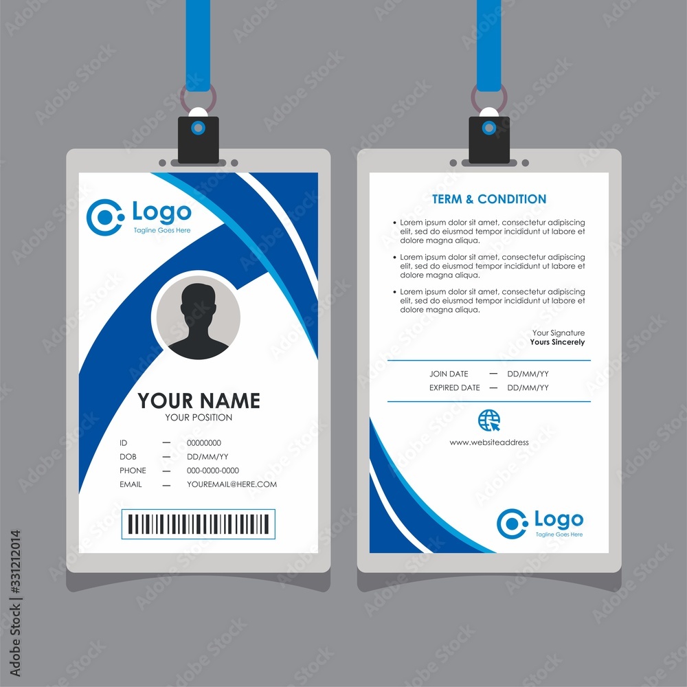 Abstract Blue Curve Shape Id Card Design, Professional Identity Card ...