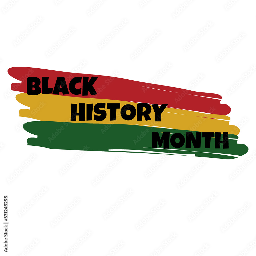 Black History Month, hand lettering card, banner. Red, yellow, green ...
