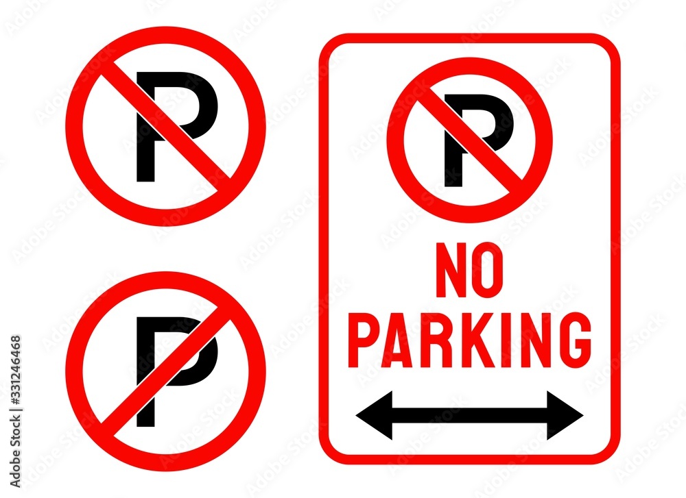 No Parking Warning Signs Vector - Traffic Sign Icons No Parking Area ...
