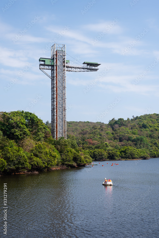 Long exposure Landscape image of Mayem Lake in Goa with the bungee ...