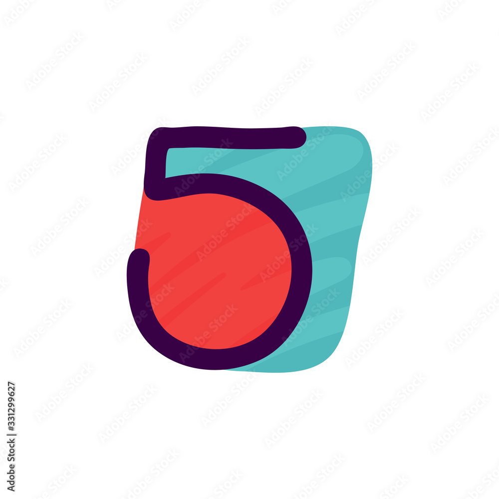 Number five logo in kids paper applique style. Stock Vector | Adobe Stock