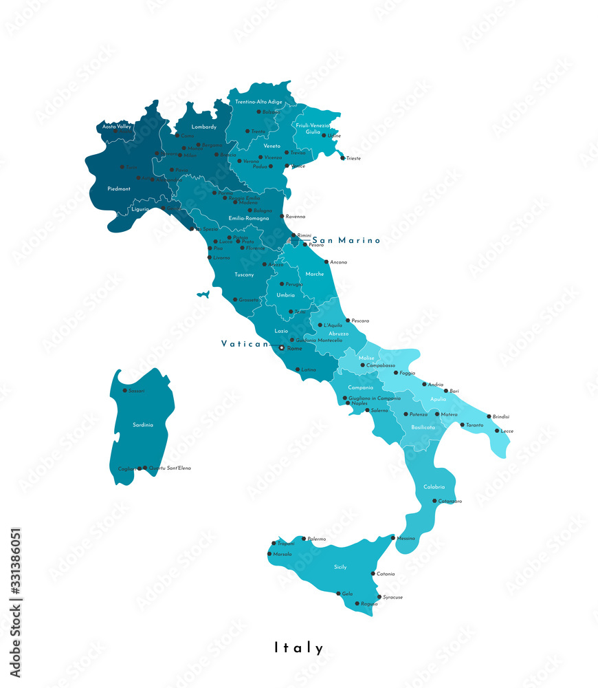 Vector modern isolated illustration. Simplified administrative map of ...