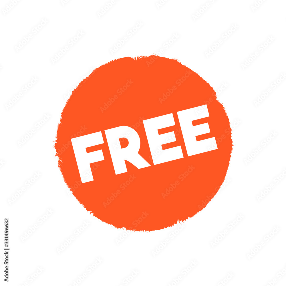 Sign button free icon, vector free starburst label. Orange badge ...