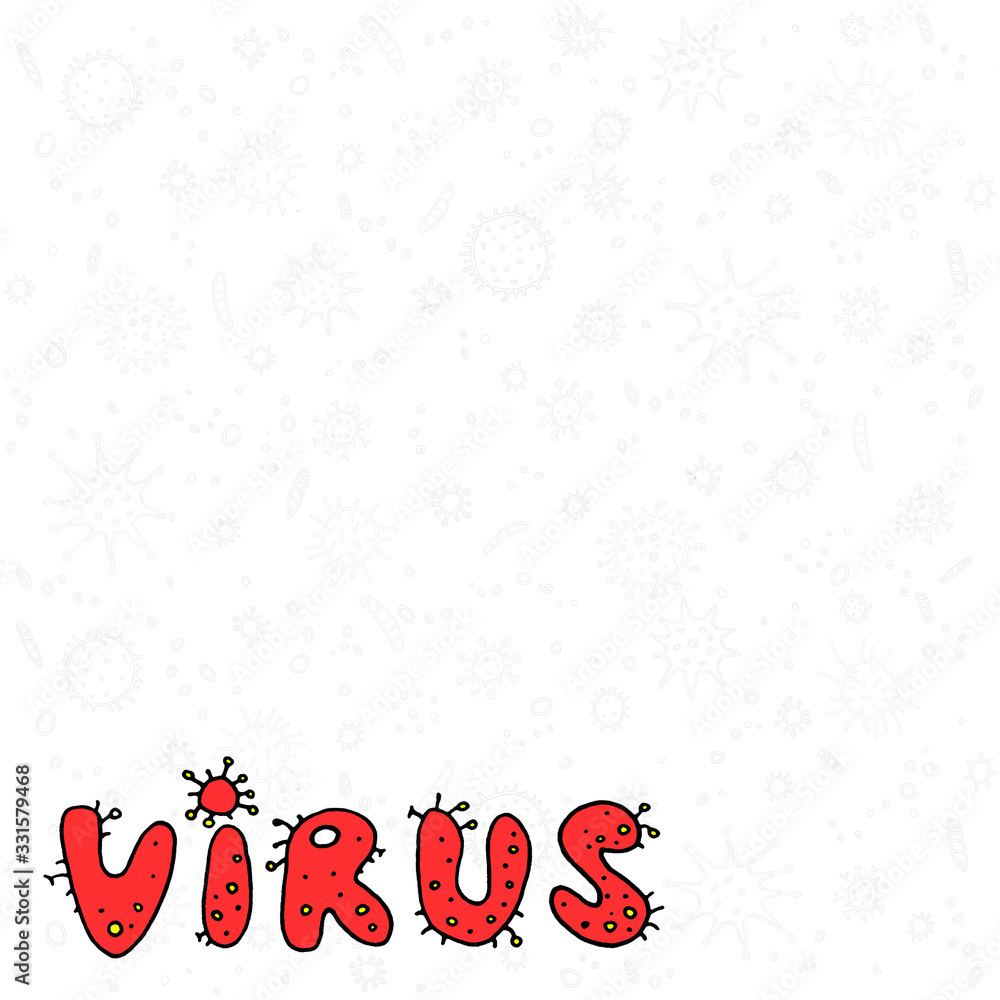 Coronavirus, Virus. Color lettering doodle handwritten hand drawn ...