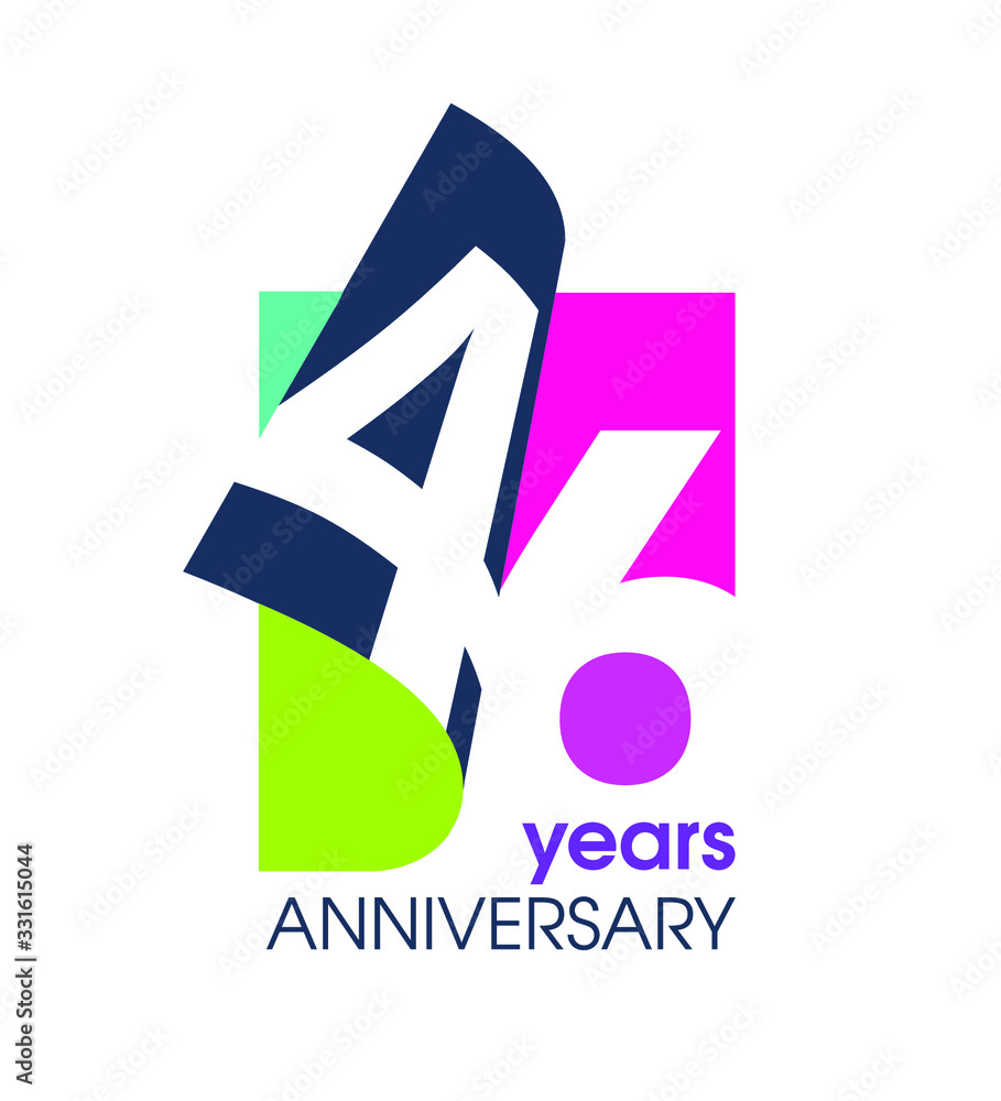 46 years anniversary colored logo isolated on a white background for ...