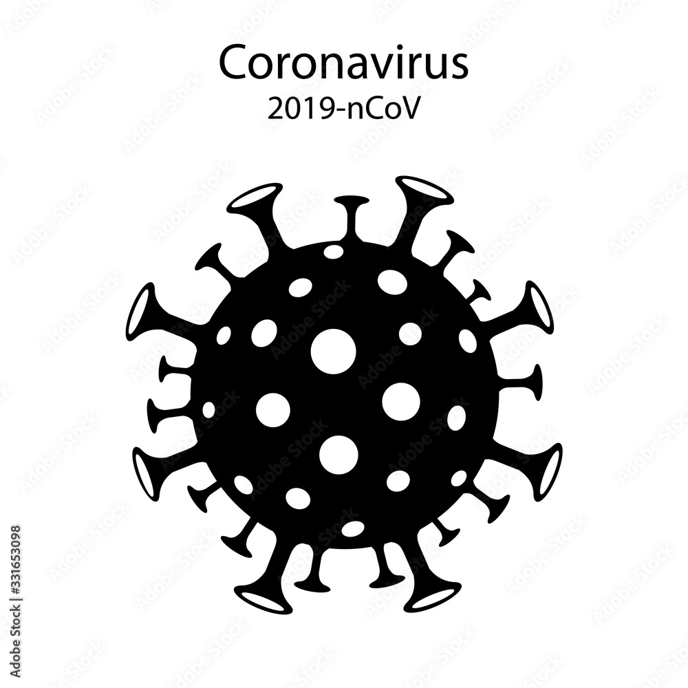 Сoronavirus icon. Black on white background isolated. Corona virus sign ...
