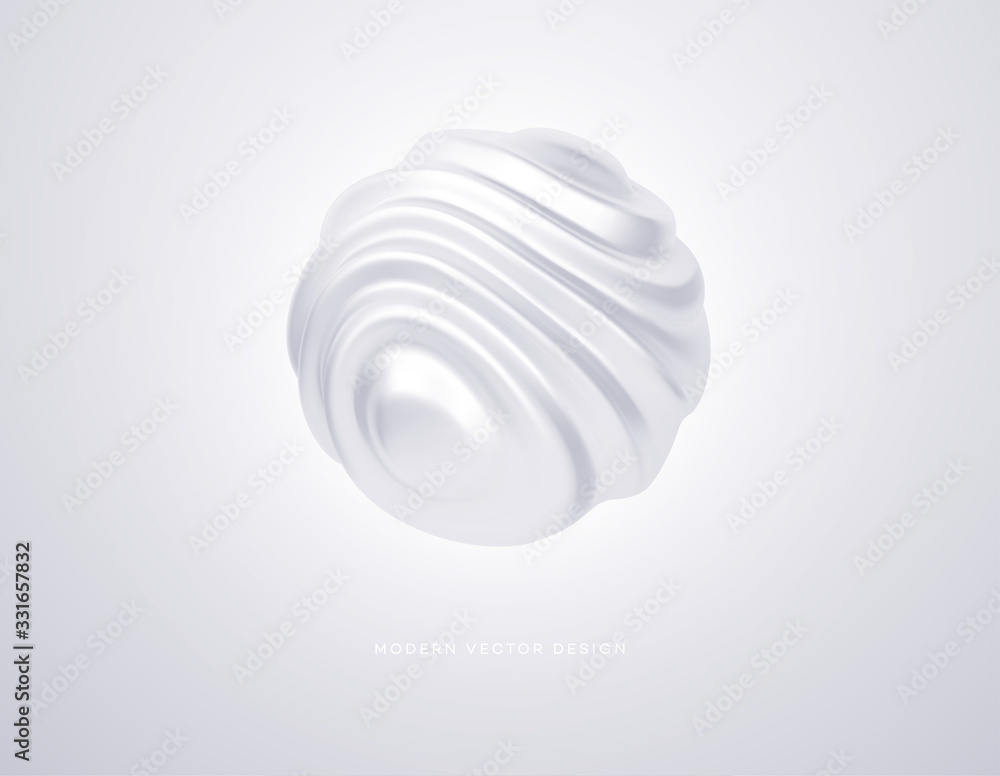 White organic shape 3d sphere isolated on white background. Trend ...