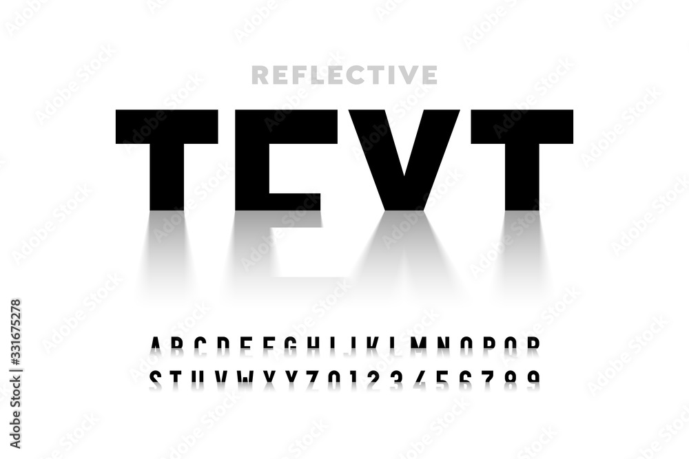 Reflective style font, alphabet letters and numbers Stock Vector ...