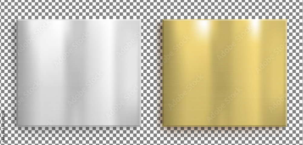 Silver and gold metal plates. Steel square Stock Vector | Adobe Stock