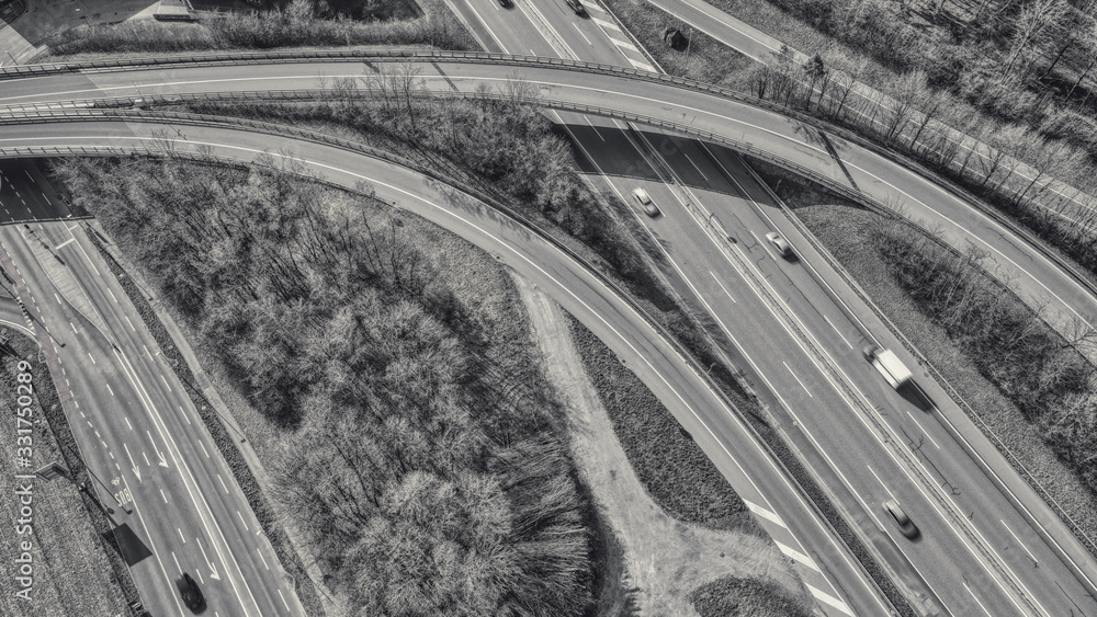 Ein Blick von oben auf die Autobahn A6, Schweiz Stock Photo | Adobe Stock