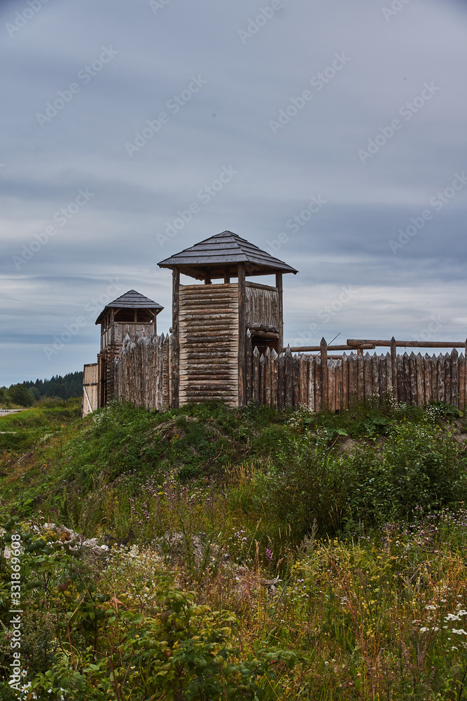Medieval military fortification.An old military fortress built of ...