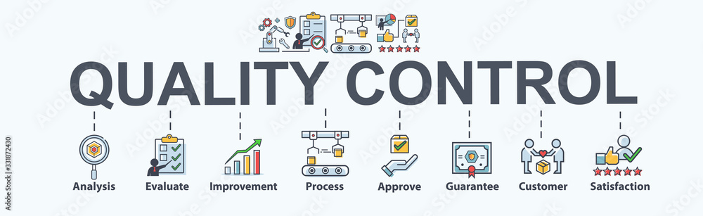 Quality control banner web icon for Business and industry, analysis ...