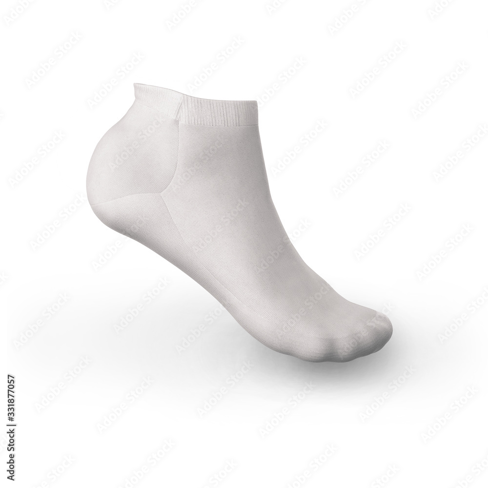 Short white socks. Side view. Mockup clothes for design, logo, branding ...