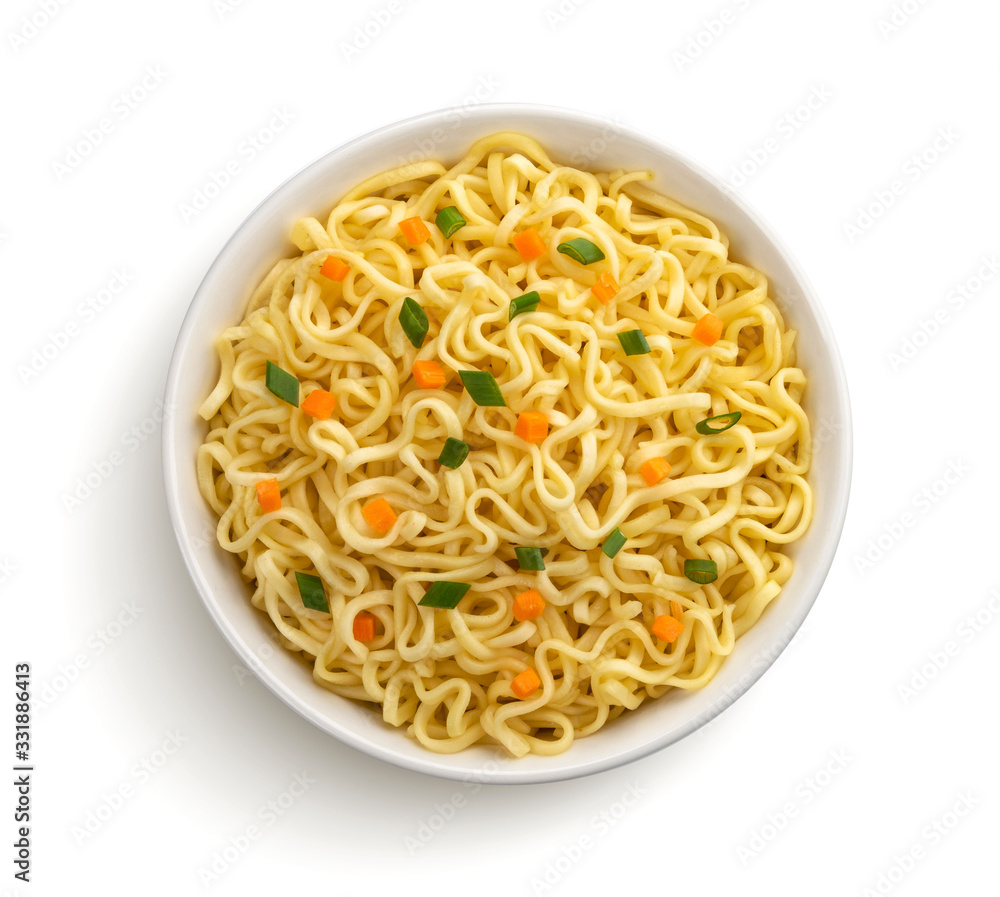 Instant noodles isolated on white background, top view Stock Photo ...
