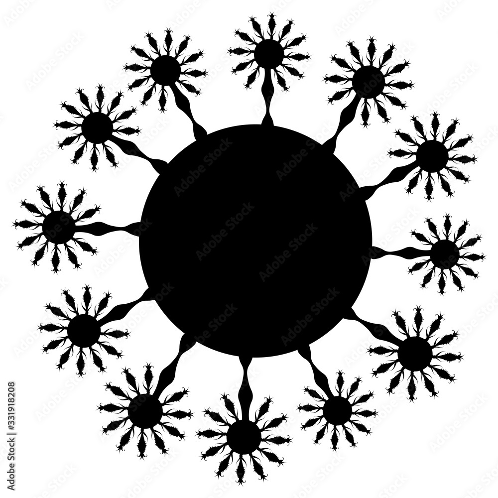 abstract black silhouette viral symbol microbe pathogen microorganism ...