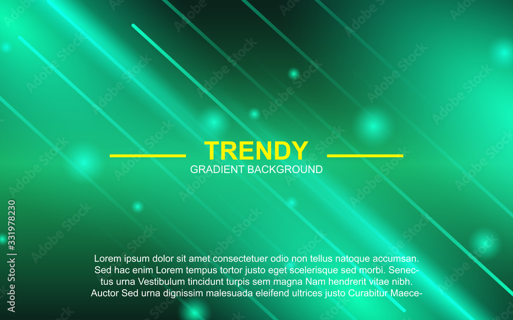 Trendy green gradient color abstract background with fluid and memphis ...