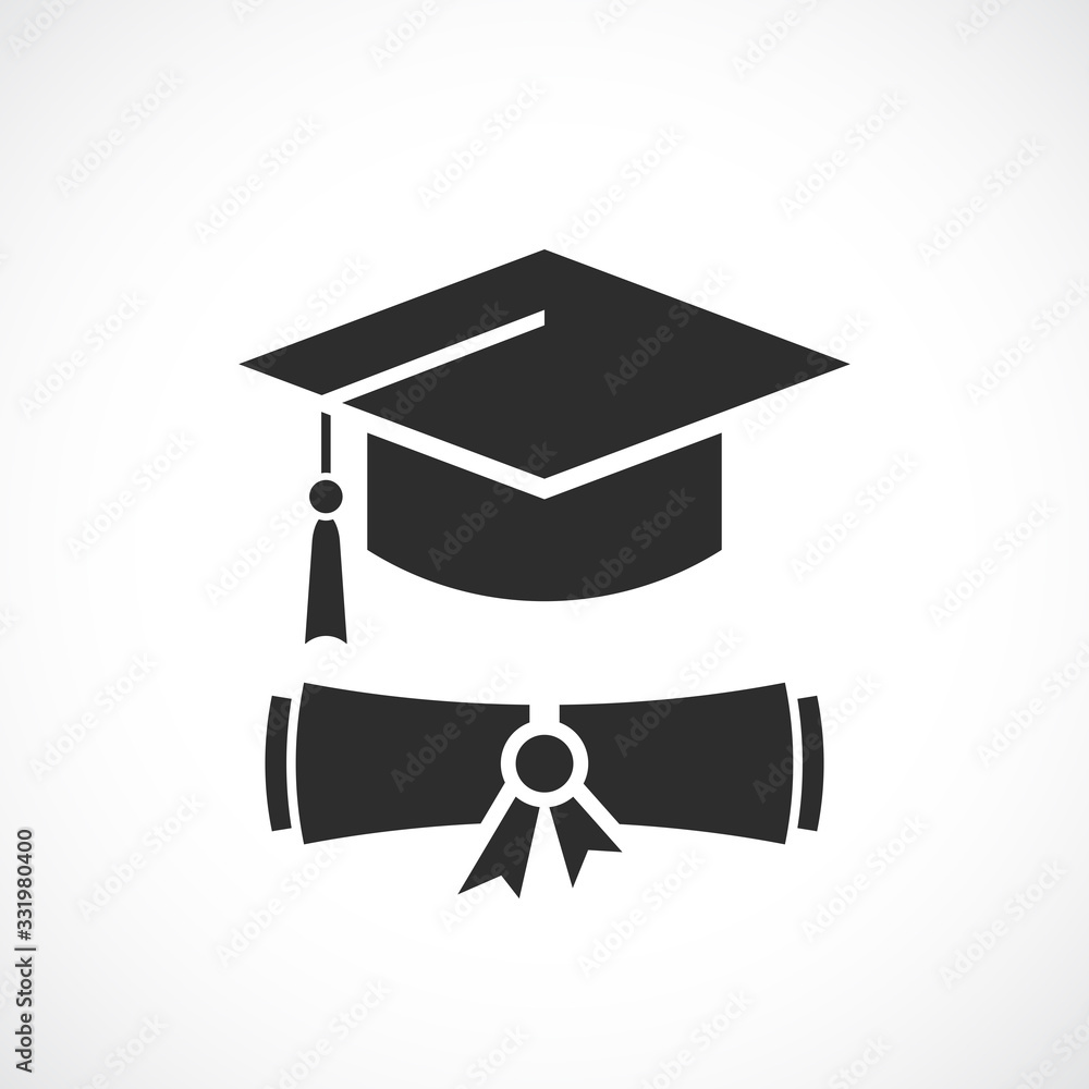 Graduation cap and education diploma vector icon Stock Vector | Adobe Stock