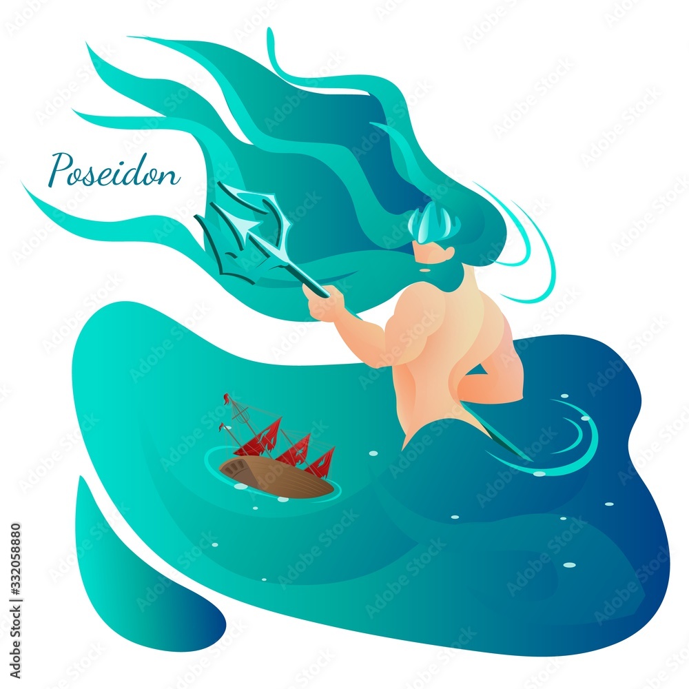 Ancient Greek Mythology Sea God Poseidon, Olympian Legendary Hero ...