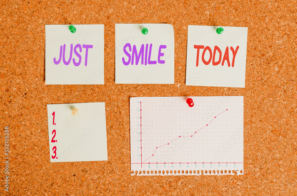 Handwriting text writing Just Smile. Conceptual photo assume a facial ...