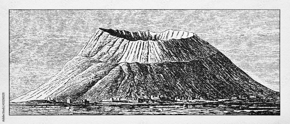 Engraving of Vesuvius crater in the Gulf of Naples, Author of the ...