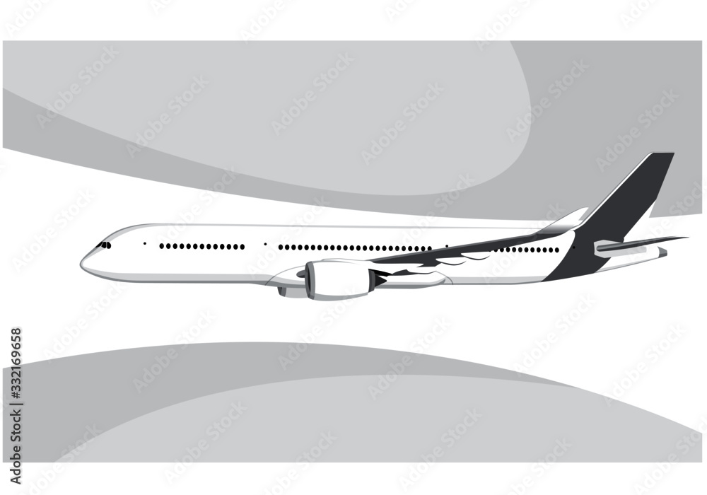 Vector de Stock Airbus A350-800.. Flying airplane, takeoff airliner ...