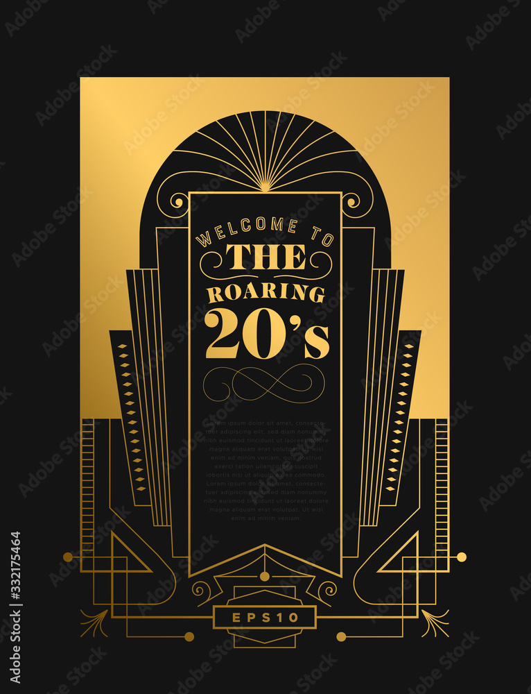 Roaring 20s abstract artdeco luxury frame template Stock Vector | Adobe ...