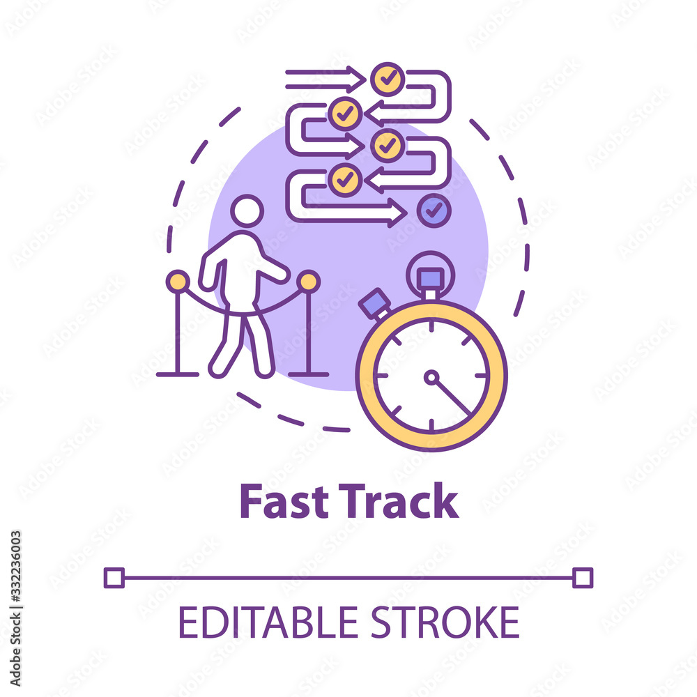 Airport fast track concept icon. Airline VIP pass, flight luxury class ...