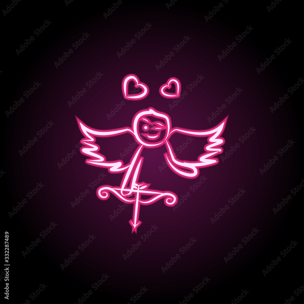 Vector de Stock Cupid with onions neon icon. Simple thin line, outline ...