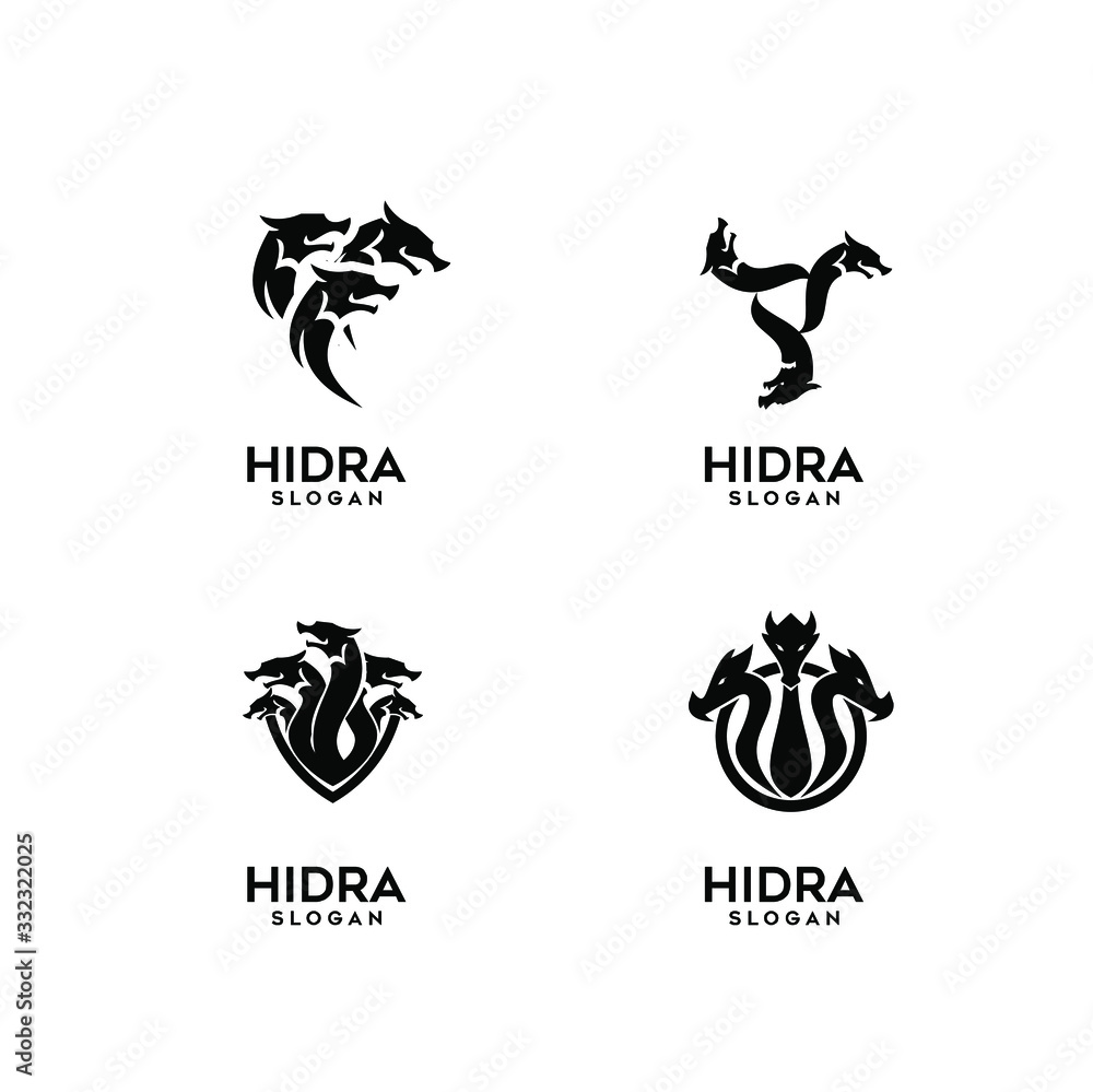 collection of hydra logo black icon design vector illustration Stock ...