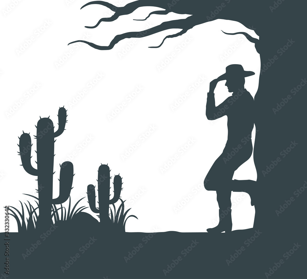 Leaning Cowboy Outline