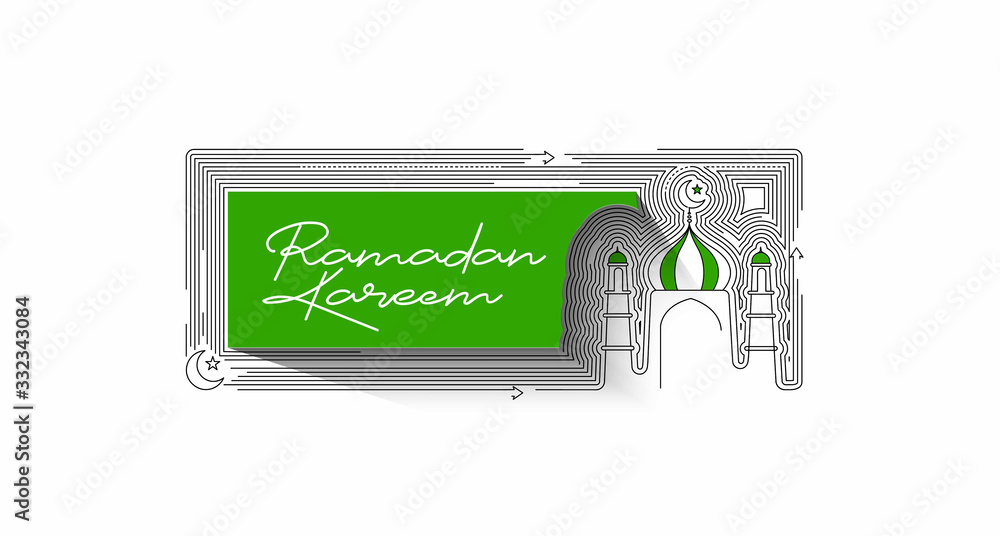 Eid Mubarak celebration- Mosque. banner, scroll, sticker, badge, price ...