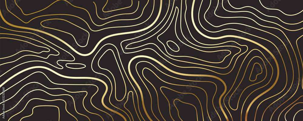 Luxury gold abstract topographic map background with golden lines ...