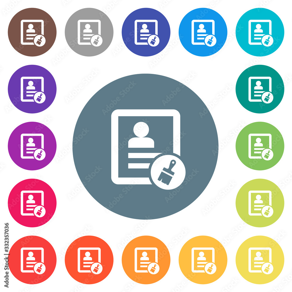 Paste contact flat white icons on round color backgrounds Stock Vector ...