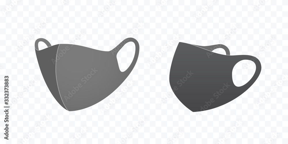 Mask set isolated on transparent background. Vector black medical ...