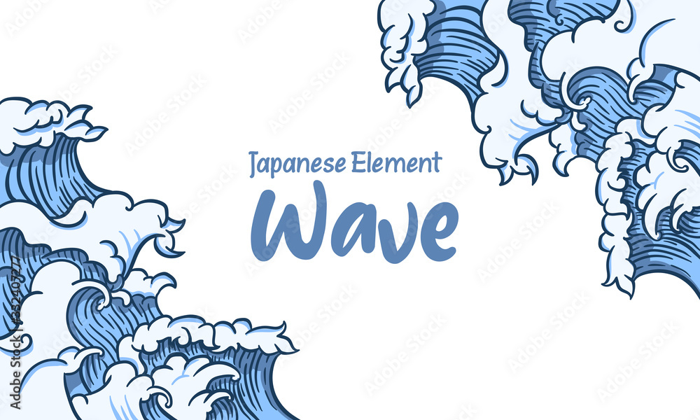 blue wave background Japan style Stock Photo | Adobe Stock