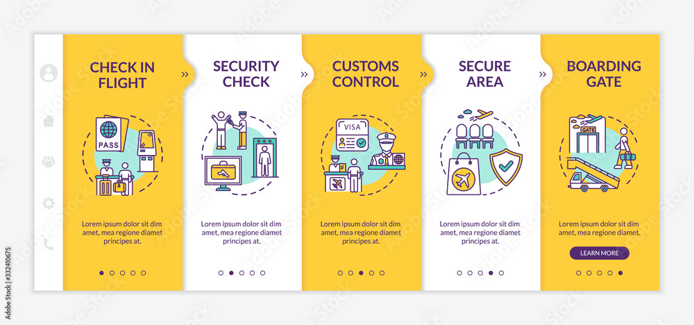 Airport terminal onboarding vector template. International airline ...