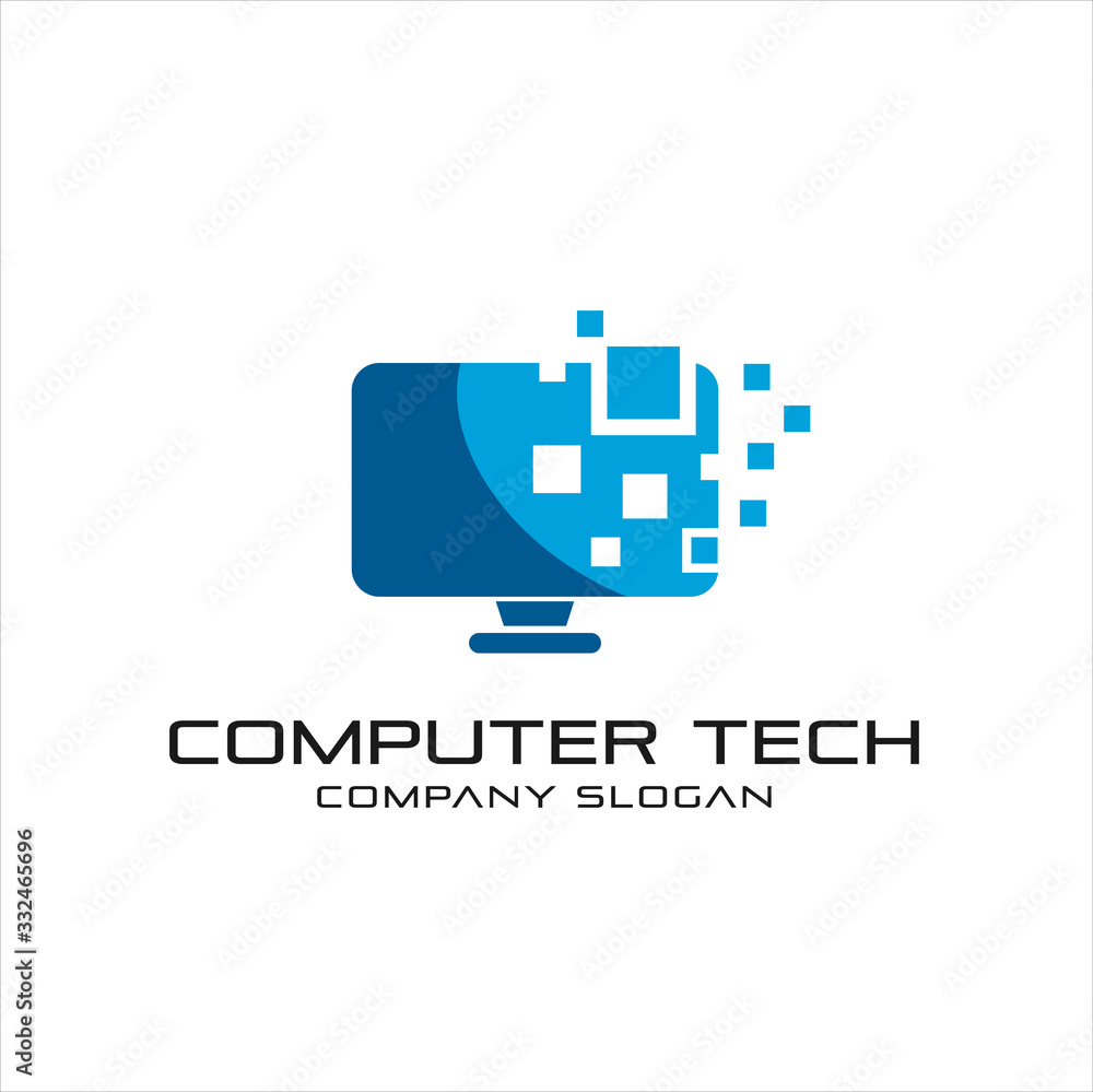 Pixel Computer Technology Logo template designs, computer Service logo ...